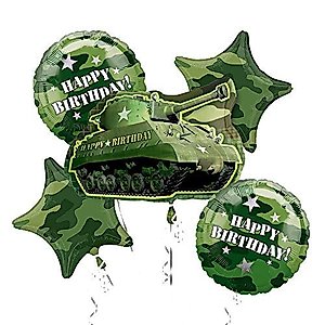 Army Tank Camouflage Party Supplies Birthday Balloon Bouquet Decorations