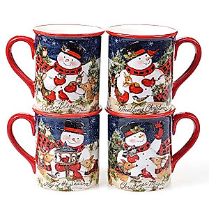 Certified International Magic of Christmas Snowman 16 oz. Mugs, Set of 4, 4 Count (Pack of 1), Multicolored