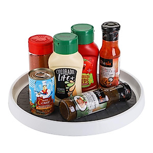 Bekith 2 Pack Non-Skid Pantry Cabinet Lazy Susan Turntable, 12-Inch Single Round Rotating Kitchen Spice Organizer for Cabinets, Pantry, Bathroom, Refrigerator, Gray