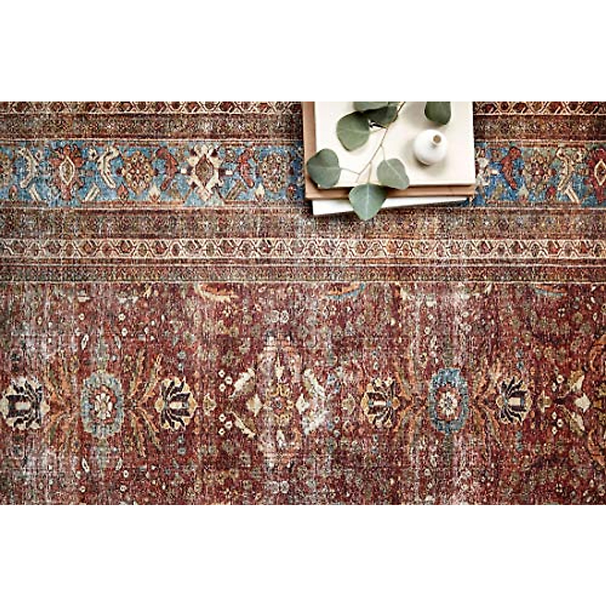Loloi II Layla Collection LAY-01 Brick/Blue, Traditional 2'-3" x 3'-9" Accent Rug