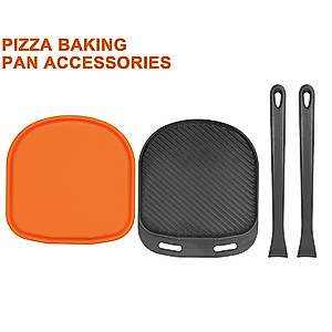 MixRBBQ Cast Iron Skillet Pan - Grizzler Pan with Silicone Mat and 2 Lifting Handle, Pizza Oven Pan for Ooni, Mimiuo Pizza Oven Accessories, BBQ Grilling, Camping Cookware
