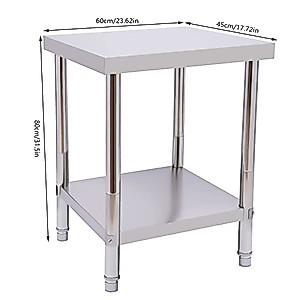 KOLHGNSE Stainless Steel Prep Table NSF 24 x 18 Inches, Commercial Heavy Duty Food Prep Worktable with Undershelf for Restaurant, Home and Hotel