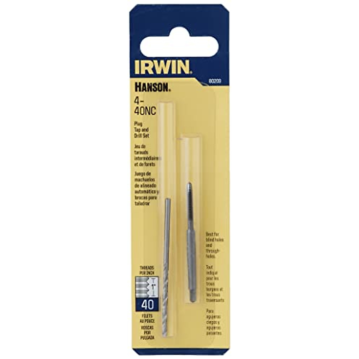 IRWIN Drill And Tap Set, 4 - 40 NC Tap and No. 43 Drill Bit (80209)