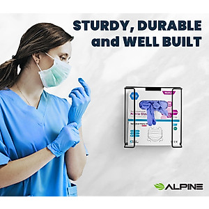 Alpine Industries Double Box Wire Wall Mount Glove Dispenser - Mounted Organizer Rack for Disposable Surgical Glovebox & Tissue Boxes - Hanging Lab & Kitchen Storage (Black, 2 Box)