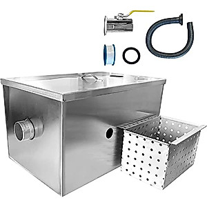 Commercial Grease Interceptor Stainless Steel Grease Trap Interceptor Set Detachable Design Under Sink Grease Trap for Restaurant Kitchen Cafe Canteen Factory Wastewater