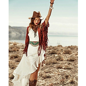 idealway Bohemian Women Belt Ethnic Beaded Elastic Stretch Adjustable Belt Waist Belly Chain Body Jewelry (B)