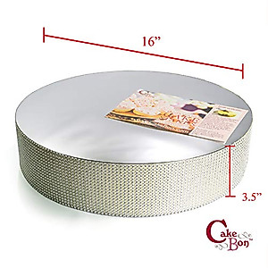 Cakebon Silver Cake Stands, Sturdy Lightweight Polystyrene Foam Silver Wedding Cake Stand with Faux Rhinestones, 16 Inch Cake Stand for Cakes and Pastries, Cake Stands for Party