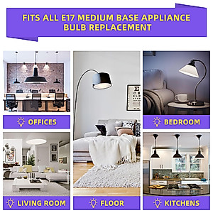 AMI PARTS E17 LED Light Bulb 3W 380LM 6000K Daylight White, 8206232A 40 Watt Appliance Bulb Incandescent Equivalent,for Microwave Light Bulbs Under Hood Refrigerators Oven (2 Packs)