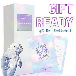 Onebttl Manatee Gifts for Women/Girls, 20 oz Skinny Tumbler with Lid and Straw, Best Gifts for Manatee Sea Animals Lovers on Christmas/Birthday, Gift Box Included, Purple Glitter