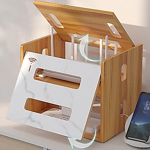 CHSSHCRZH Wall Mount WiFi Router Storage Box Router Shelf,PVC Cable Modem Management Box,Hider Cord Management Container Desk Bedroom Decorative,B,M