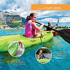 Lifetime Youth Wave Kayak with Paddle, 6 Feet, Green