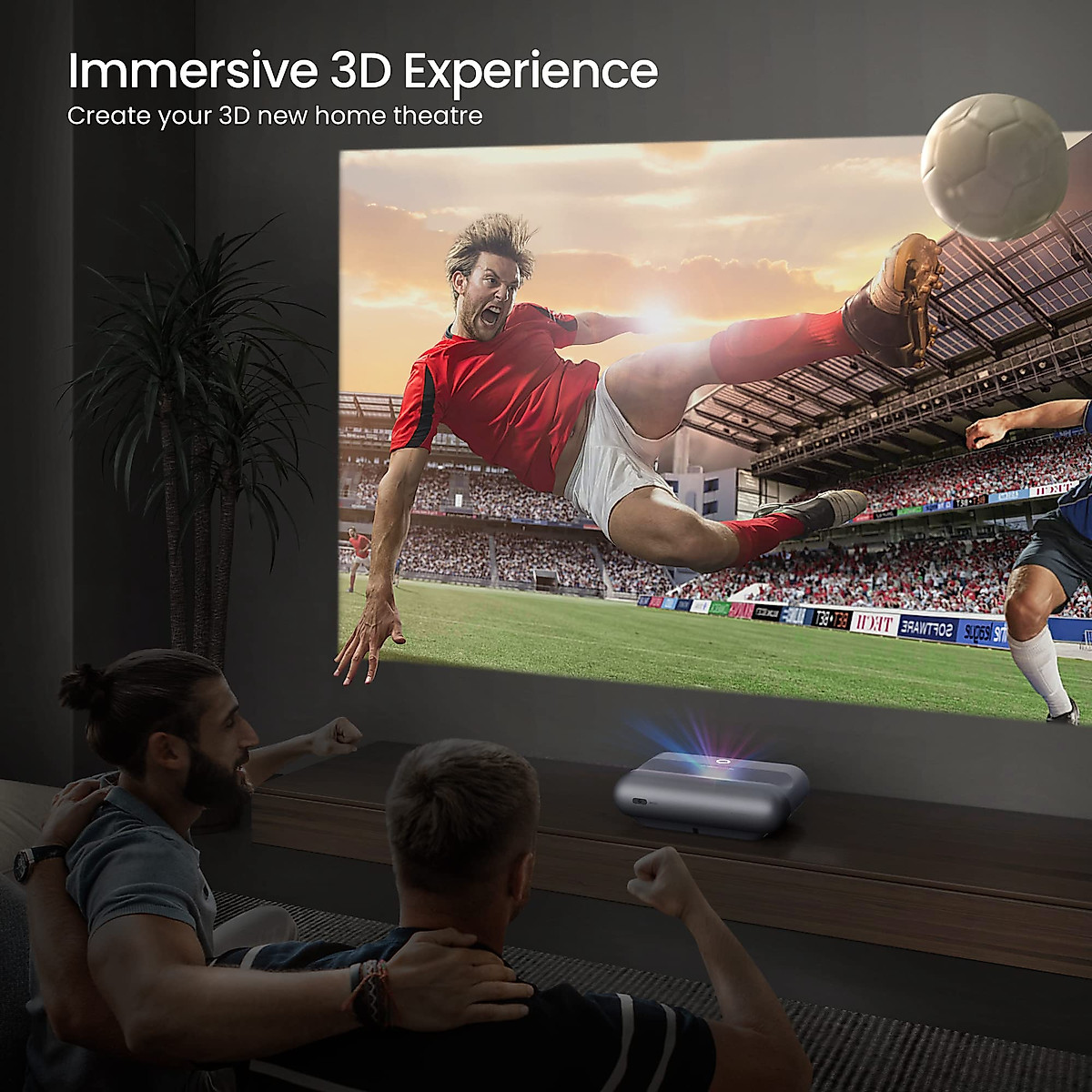 JMGO O1 Pro 1080P FHD Ultra Short Throw Projector,1500ANSI Lumens, 4K Supported Movie Projector with Dynaudio Speakers, Smart DLP Projector, Auto Focus & Keystone Correction, Home Theater Projector