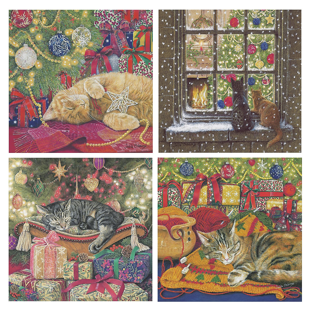 A Rare Breed Cat Christmas Cards, 8 Designs Multipack, Traditional Tabby and Ginger Cats Xmas Card Recyclable, Happy Holidays.