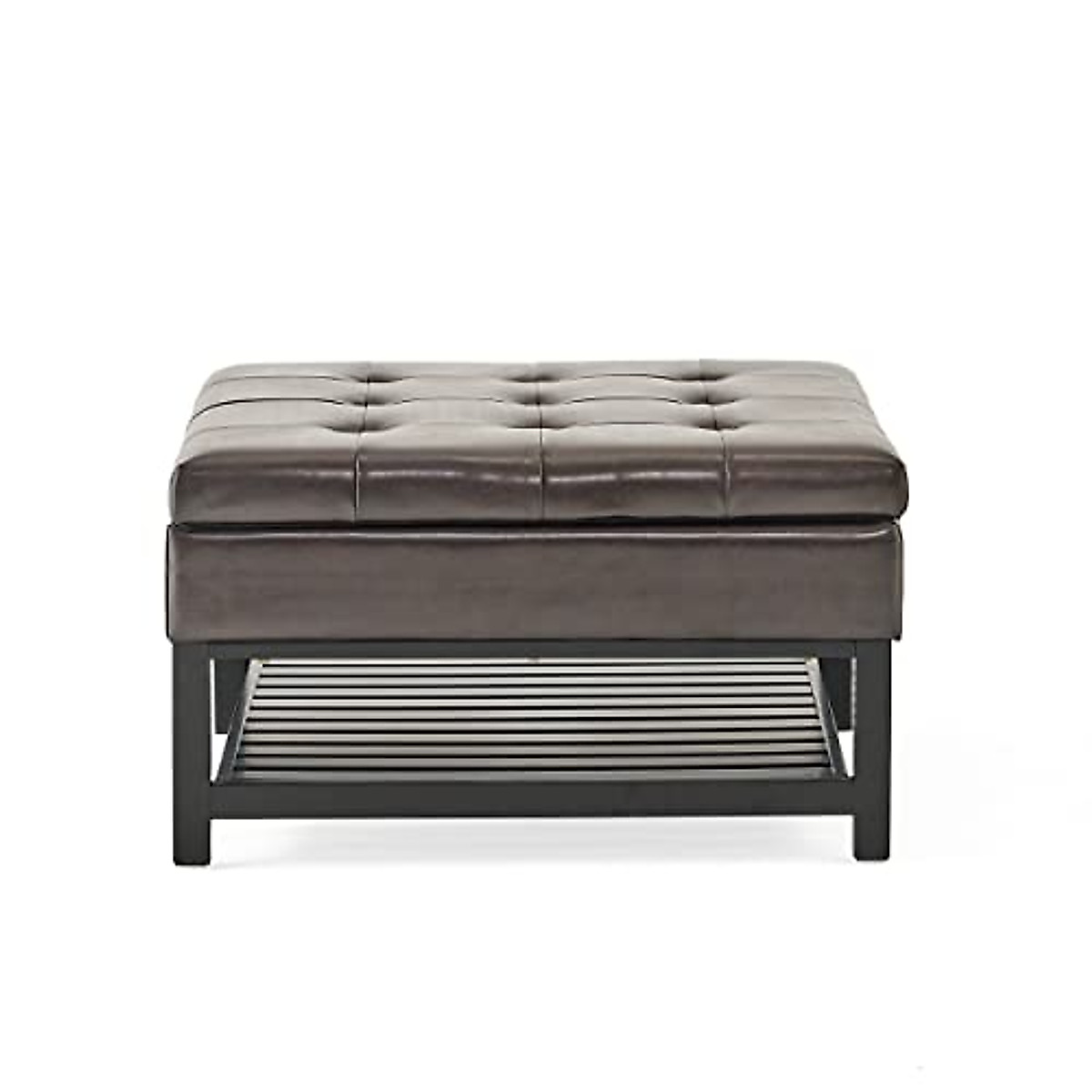 Christopher Knight Home Miriam Ottoman with Storage and Bottom Rack, Brown