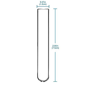 StonyLab 200 Pack Borosilicate Glass Round Bottom Test Tubes, 12 mm OD X 75 mm Length (200 Pack)