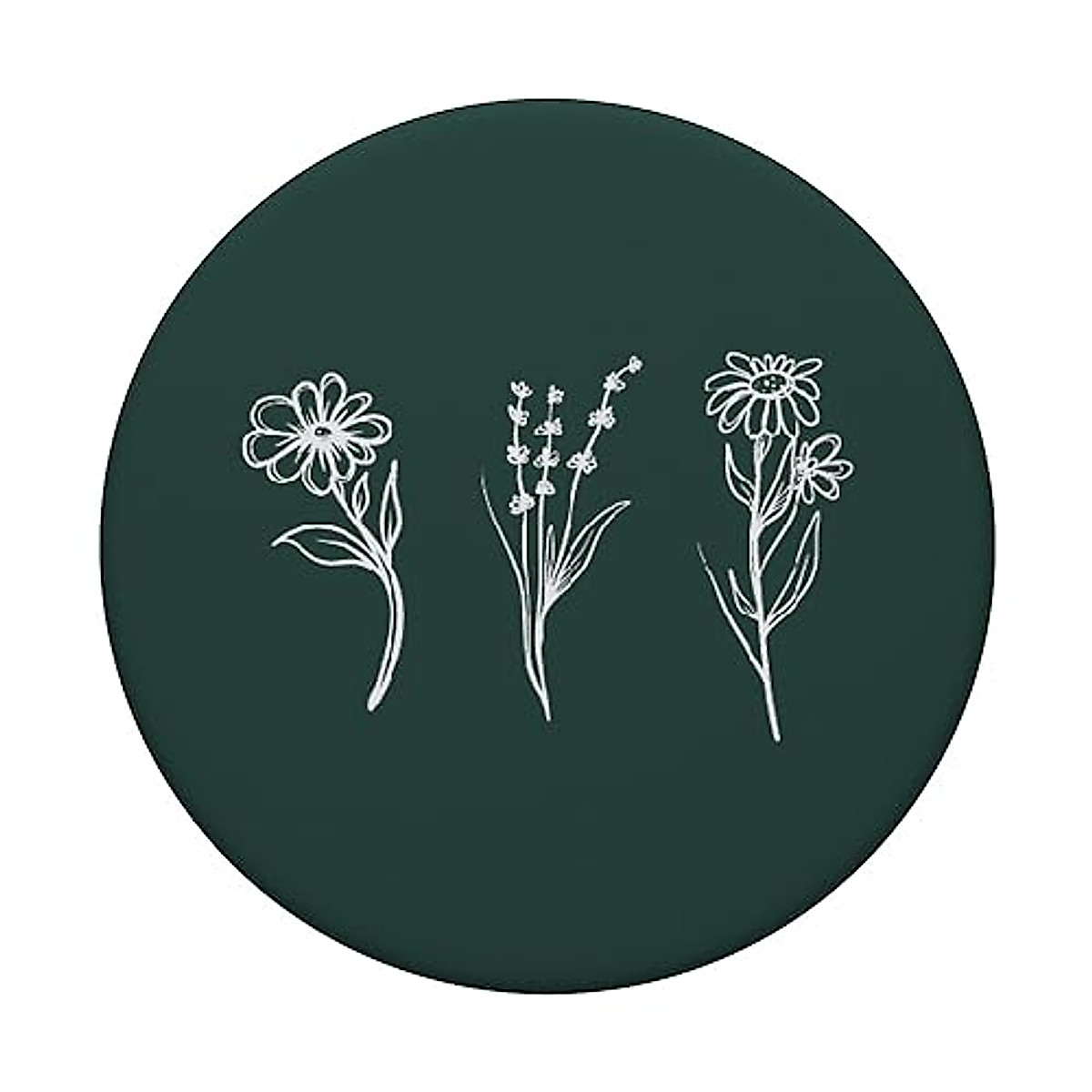 Minimalist Forest Green Floral Pattern Flower PopSockets Standard PopGrip