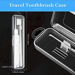 Patelai 2 Pack Travel Size Toothbrush Case Holder Portable Clear Toothbrush and Toothpaste Storage Container Hard Plastic Transparent Carrying Box for Traveling