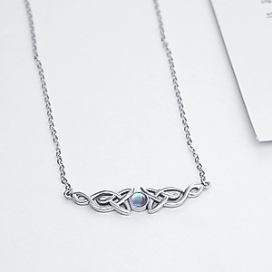 Dreamboat Celtic Knot Necklace for Women Irish Necklace 925 Sterling Silver Moonstone Necklace Celtic Pendant Necklaces Good Luck Celtic Irish Jewelry Gifts