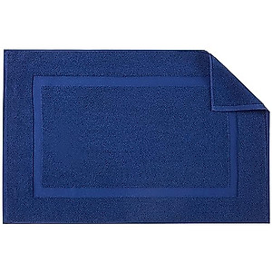 Amazon Basics Banded Bathroom Bath Rug Mat - 20 x 31 Inch, Navy