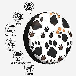 Animal Paw Prints Print Spare Tire Cover Sun Protection Waterproof Fit Trucks Jeeps Trailers RV SUV Vehicle 17 inch