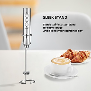 Oskinm Milk Frother Handheld with 3 Stainless Steel Whisks, USB Rechargeable Electric Foam Maker, Drink Mixer with 3 Speeds for Coffee, Bulletproof Coffee, Latte, Matcha