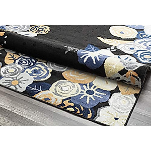 Rugs America Black & Multi Blooms Transitional Rug Royal Blossom Golden Onyx VA35A 8'0"X10'0" Area Rug