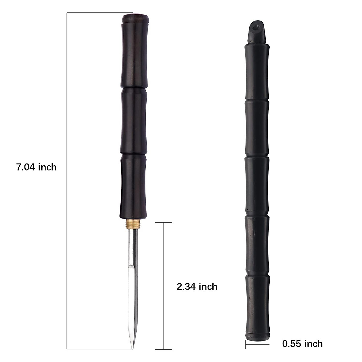 304 Stainless Steel Ice Pick Puer Puerh Tea Knife Tea Cake Pick Tool with Safety Cover Solid Bamboo Handle for Breaking Ice Kitchen Tool, Bartender, Picnics, Camping (Black)