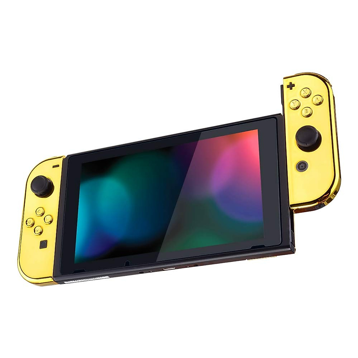 eXtremeRate DIY Replacement Shell Buttons for Nintendo Switch & Switch OLED, Chrome Gold Custom Housing Case with Full Set Button for Joycon Handheld Controller - Console Shell NOT Included