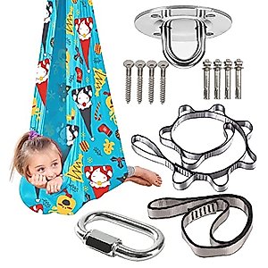BETTKEN Sensory Swing Sensory Swing Indoor Therapy Sensory Swing for Kids with Special Needs Swing Hammock Hanging Chair Adult Sensory Swing (Color : Lake Blue, Size : 150x280cm)