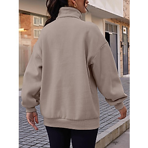 Trendy Queen Womens Zip Up Hoodies Oversized Sweatshirts Preppy Clothes Fall Teen Girls Outfits Fashion Crewneck Pullover CoffeeGrey M