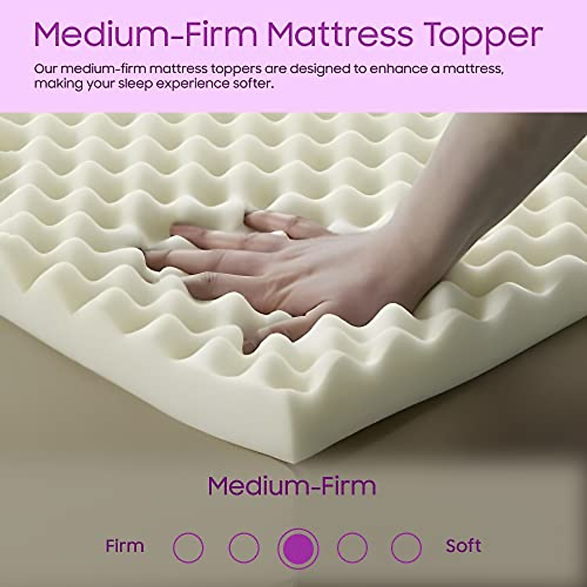 Mayton Convoluted Egg Shell 1-inch Breathable Foam Bed Topper | Makes Mattresses Comfortable and Relaxing, Provides Faster Pain Relief, and Provides Orthopedic Beneficial Support, Twin, White