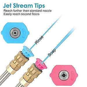 STYDDI Pressure Washer Spray Nozzle Tip Set with 5 Multiple Degrees Nozzle and 2 Second Story Nozzle, 7 Pack, 1/4" Quick Connect, 2.5 GPM, Rated Up to 4500 PSI