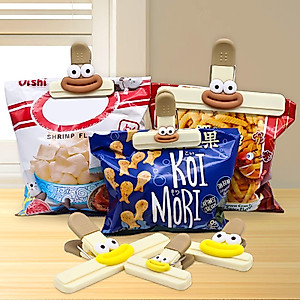 Lxuraduy 6 Pack Chip Clips, 6 Styles of Cute Chip Clips, Food Clips, Wide Foods Snacks Bag Paper Clips, Cute Tight Seal Grips