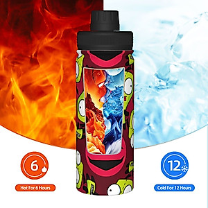 CONPELSON 18OZ Sports Insulated Water Bottle Invader Anime Zim Stainless Steel Kettle Novelty Portable Cup for Travel Gym Outdoor Sports