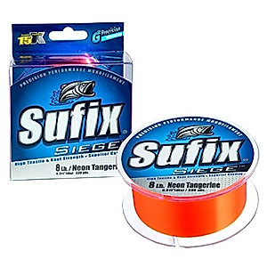 Sufix Siege 330-Yards Spool Size Fishing Line (Tangerine, 8-Pound)