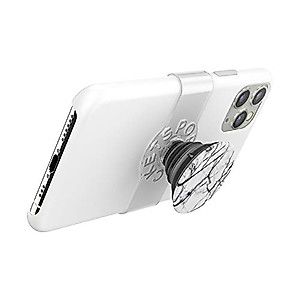 PopSockets Phone Grip Slide for Phones and Cases, Sliding Phone Grip with Expanding Kickstand, PopSlide for Apple Silicone Case, iPhone 11 Pro - Clear Day