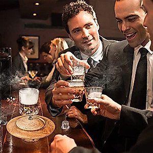 Cocktail Whiskey Drink Smoker Kit – 4 Flavors Wood Chips, Old Fashioned Chimney Drink Smoker Set for Infuse Bourbon, Cocktails, Whiskey, Wine, Meat, Cheese, Ideal Gifts for Men, Husband, Dad, Christmas