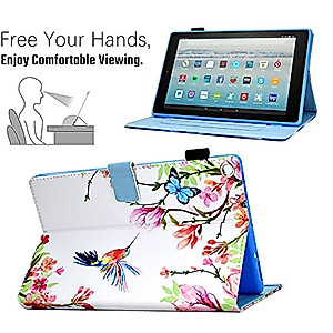 Folio Case for Amazon Fire HD 8 Tablet (Only Fit 2018 2017 2016 Version,8th/7th/6th Generation) and Fire HD 8 Tablet, Funut Premium PU Leather Smart Cover with Auto Wake/Sleep,Cute Bird