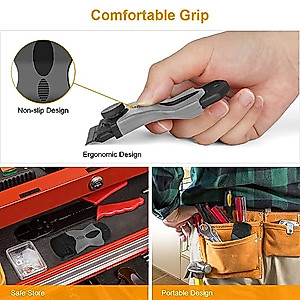 Ainiv Razor Blade Scraper, 2-in-1 Scraper Tool with 10PCS Metal Blades and 10PCS Plastic Blades, Multi-funtional Cleaning Razor Scraper for Decals, Stickers, Labels, Caulk, Adhesive, Paint Removal