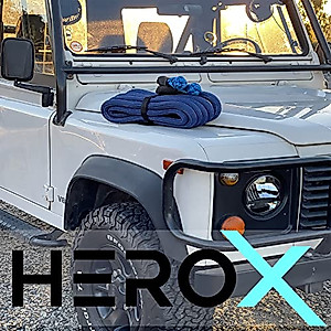 HEROX 1” x 30ft Kinetic Recovery Rope Kit - Offroad Tow Strap - Heavy Duty Tow Rope for Trucks ATV Vehicles SUV and UTV - Comes with 2 Soft Shackles and Storage Bag - Blue