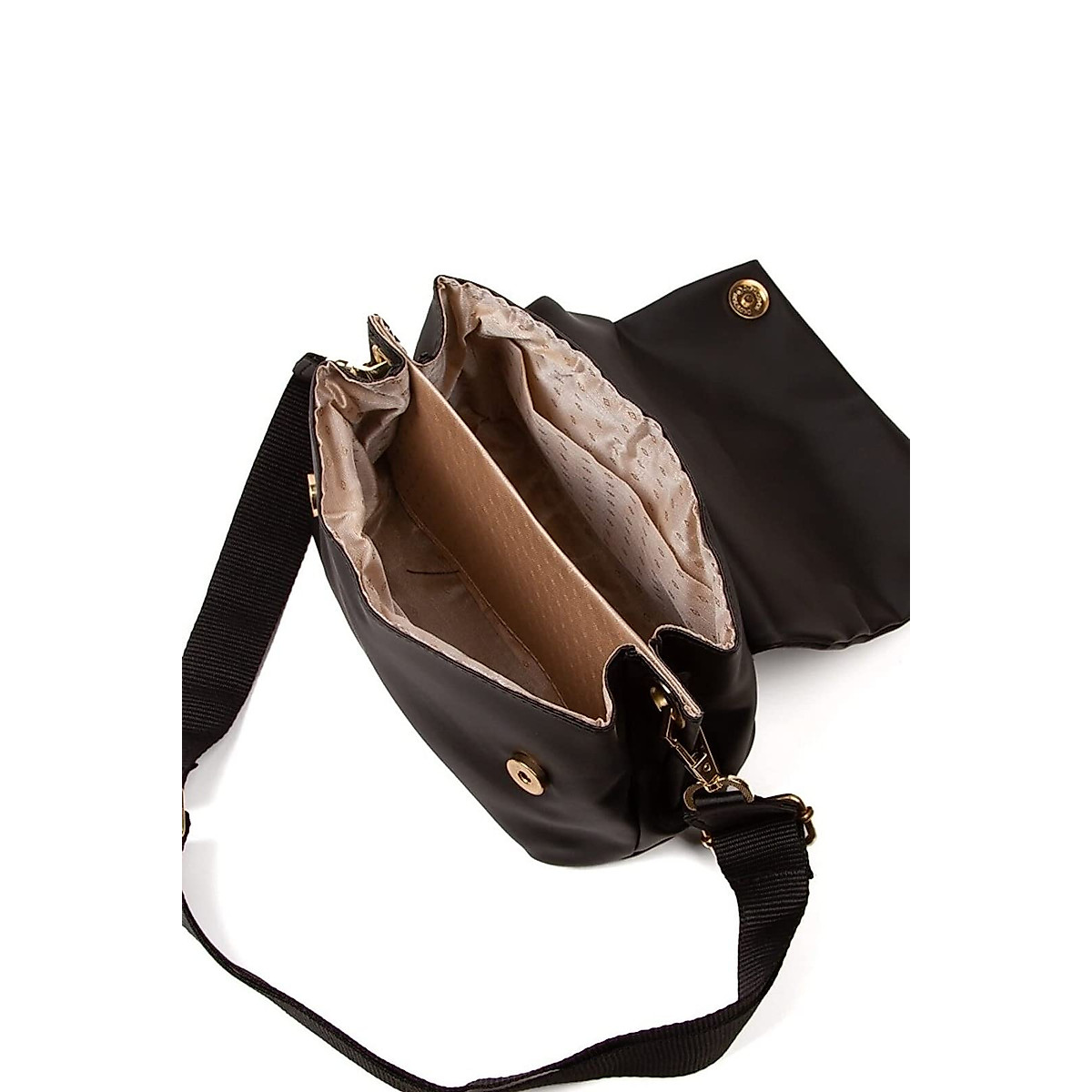 Women Fabric Nylon Crossbody Bag Ladies Travel Handbag (Black)