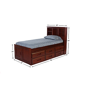 Discovery World Furniture Captain Bed with 6 Drawers (Twin, Merlot)