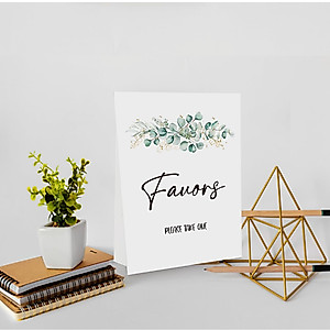 Baby Shower/Bridal Shower/Wedding Decoration Sign- Favors Please Take One, Baby Shower Decorations, Eucalyptus Sign for Baby Shower, Greenery Gold Baby Shower Sign(8 x 11 inch) BSS08