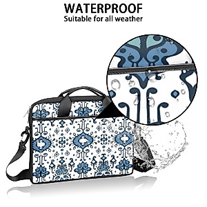 Vintage Ethnic Pattern Laptop Computer Bag Waterproof Shoulder Messenger Bag 13-15 inch Durable Laptop Tote Bag with Shoulder Strap Handle Lightweight Crossbody Briefcase