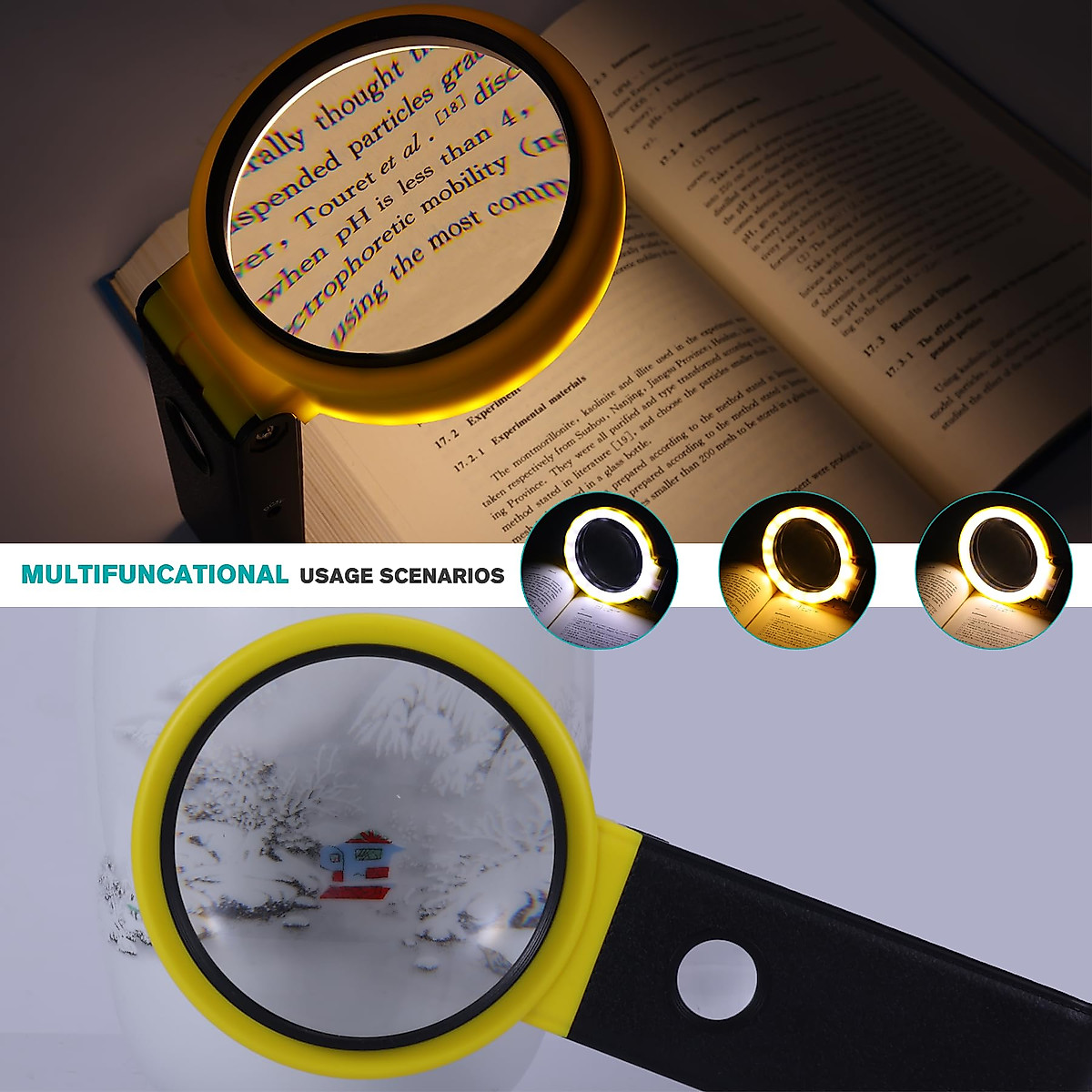 Lnchett Magnifying Glass, 75mm Non-Scratch Quality Glass Lens, Thickened Rubbery Frame, 4.5oz Lightweight, Perfect for Seniors & Kids