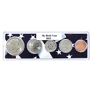 2015 5 Coin Birth Year Set in American Flag Holder Mint State