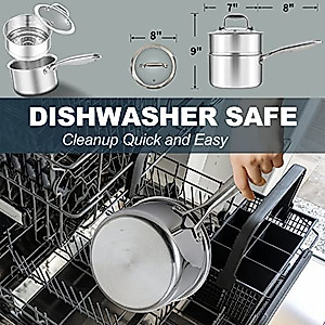 HZIB 2 Quart Stainless Steel Pot, Vegetable Steamer for induction stove, Small Steamer Pot, Steamer Pot with Lid, Small Saucepan,Streamer Small Pot, Saucepans with Steamer, Small Steamer for Cooking