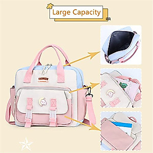 JELLYEA Kawaii Backpack Cute Tote Bag Girl School Crossbody Shoulder Bag with Kawaii Accessories Multi Purpose (Light Pink)