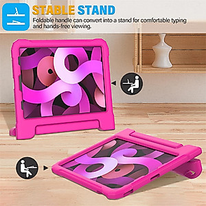 SUPLIK Kids Case for iPad Air 5th/4th Generation (10.9 inch, 2022/2020), Kids Case with Screen Protector, Shockproof Case with Handle Stand for iPad Air 4/5 & Pro 11 Old Version, Pink