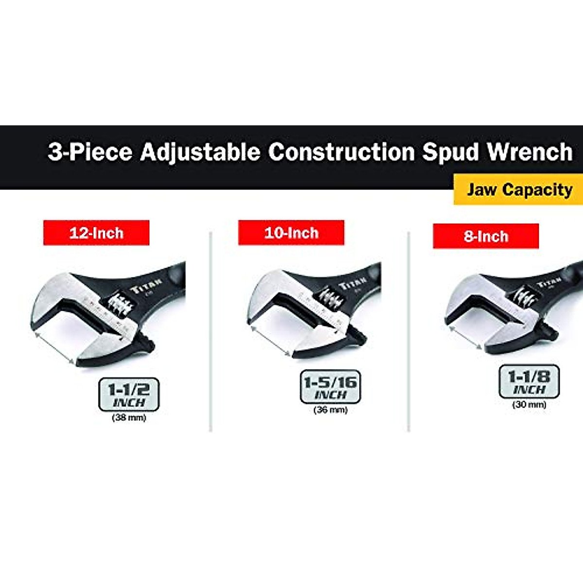 Titan 223 3-Piece Adjustable Construction Spud Wrench Set